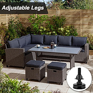 Sancagy 4 Pack Leveling Feet, 3/8-16 Threaded Furniture Legs, T-Nut Kit Adjustable Furniture Feet, Large Base Supports Adjustable Table Feet, Table/Chair/Cabinet/Sofa Adjustable Feet Levelers, Black