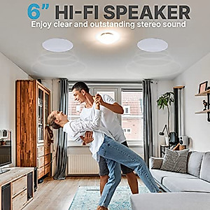 Pyle 6.5” Ceiling Speaker Set - 2-Way Full Range Speaker (Pair) Built-in Electronic Crossover Network in-Ceiling Mount Design 300 Watts PDIC68FG,Black