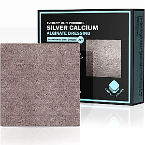 EVERLIT AG Silver Calcium Alginate Wound Dressing | Absorbent Non-Stick Sterile Dressing Pad | Gentle Hemostatic Gauze with Natural Gelling Fiber for Wound Care (4" x 4" | Pack of 10)