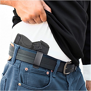 IWB Gun Holster by PH - Concealed Carry Soft Material - Soft Interior - Fit M&P Shield 9mm.40.45 Auto/Glock 19 26 27 29 30 33 42 43 / Rug LC9, LC380 - Taurus Slim, PT111 G2 - Springfield XDs Hellcat