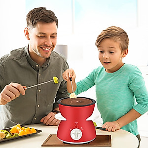 OFFKITSLY Fondue Pot Set, Mini Electric Fondue Pot Set for Melting Chocolate Cheese, Chocolate Meting Pot fondue maker with Dipping Forks For Holiday Christmas Birthday Gift