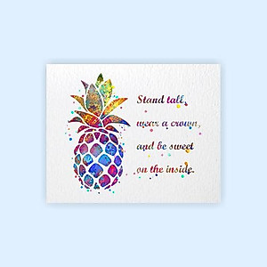 Dignovel Studios 8X10 Unframed Pineapple Mother Daughter Quotes Wear Crown Stand Tall Watercolor Art Print Inspirational Wall Art Housewarming Office Home Decor DN553