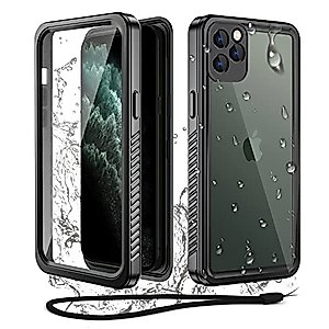 WIFORT iPhone 11 Pro Waterproof Case Built-in Screen Protector Water Resistant Cover Protective Drop Protection Hard, Shockproof Full Body Defender Tough Military Grade - 5.8" Black