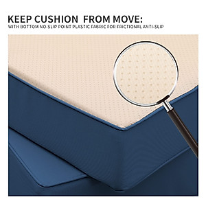 Valita 7 Piece Outdoor PE Wicker Furniture Set, Patio Black Rattan Sectional Sofa Couch with Washable Navy Blue Cushions…