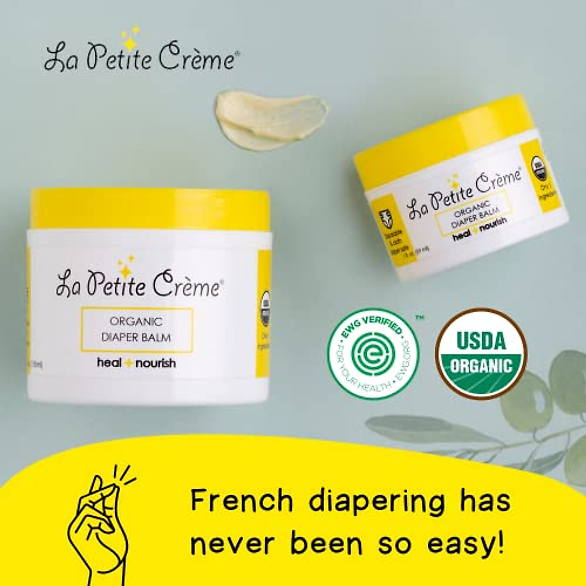 La Petite Creme French All-Natural Diaper Balm - Healing & Nourishing Diaper Cream - Gentle & Safe Baby Balm with USDA Certified Organic Beeswax and Olive Oil - Baby Essentials for Newborn (4 oz)