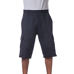 Pro Club Men's Fleece Cargo Short, Navy, X-Large