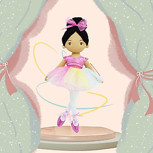 June Garden 16" Ballerina Princess Stella - Stuffed Plush Soft Doll - Pink Outfit - Gift for Toddlers and Little Girls