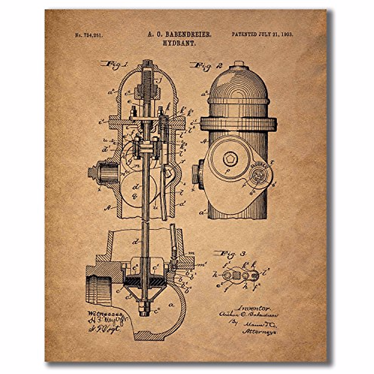 BigWig Photos Fireman Patent Wall Art Prints - Firemen Firefighter Gift Set of 6 (8 inches x 10 inches)