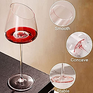 Red Wine Glasses Set of 2,Pink Crystal Wine Glass,Lead-Free Goblet,Unique Gifts for Women,Birthday,Wedding,Anniversary,Valentine's Day(18oz, Pink)