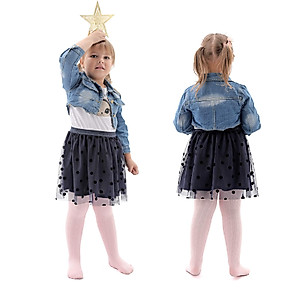 EPEIUS Little Girl Tights Toddler Baby Girl Seamless Cable Knit Leggings Thick Solid Cotton Stockings Footed Pants for 2-4 Years 3 Pair Pack,Black/White/Pink