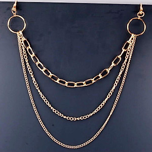 NA Metal Ring Punk All-Match Trouser Chain, Three-Layer Waist Chain, Metal Keychain, Bag Chain, Body with
