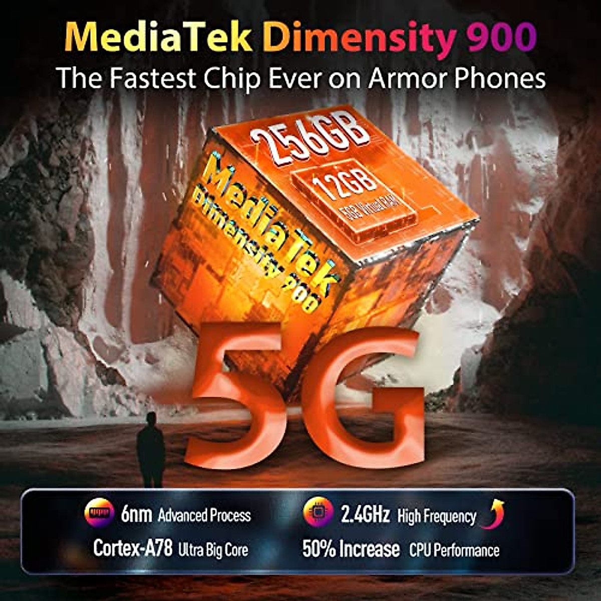 Ulefone Power Armor 18T 5G Rugged Phone, Thermal Imaging Camera 108MP Main Camera, 17GB+256GB MTK Dimensity 900, 9600mAh Battery QI 15W Wireless Charging, 6.58” FHD+ Corning Gorilla Screen, Android 12