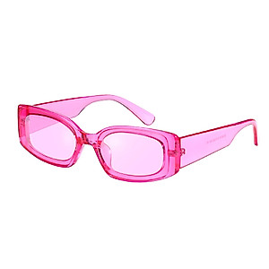 FEISEDY Retro Rectangle Sunglasses Women Men Vintage 90s Small Glasses Thick Narrow Fashion Y2K Plastic Glasses B2462