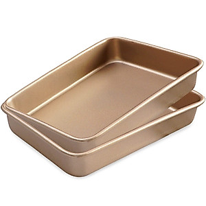 2 Pack 11 Inch Baking Sheet Pans, Deep Size Baking Pan Nonstick Cookie Sheet Brownie Cake Pan Bread Pan Toaster Oven Tray Bakeware, 11x9x2 Inches, Easy Clean & Food Safe (11 x 9 x 2")