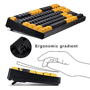 EPOMAKER Hello GANSS GS87D Bluetooth Mechanical Keyboard Connect 5 Devices, PBT Keycaps, Type-C Cable for Windows Mac Gaming (Cherry Blue Switch, Black Gold)