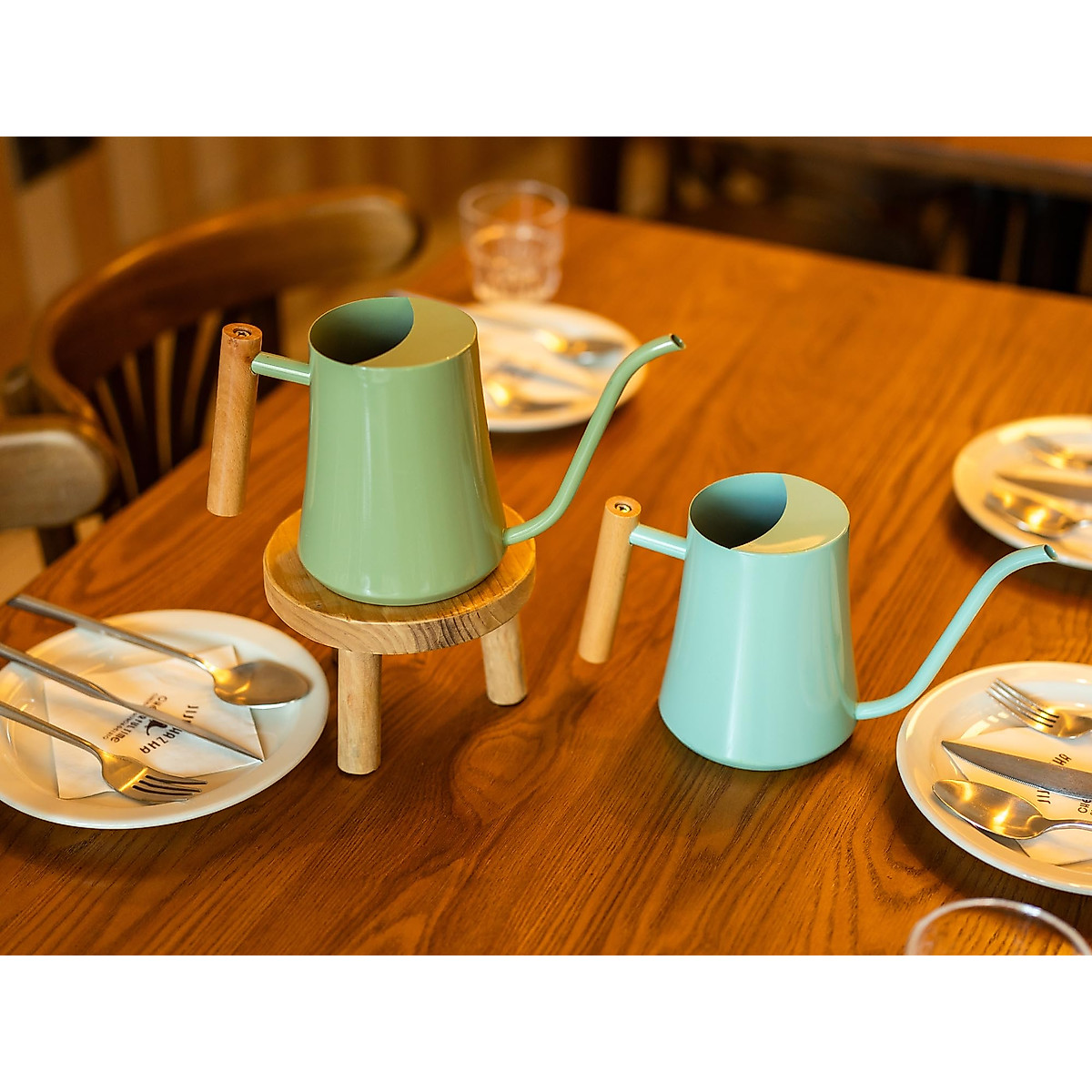 Watering Can Indoor Plants 35oz Sage Green Water Can Indoor Metal Small Water Can Pot with Long Spout for House Bonsai Plants Garden Flower Decorative