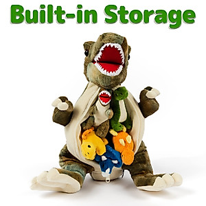 PREXTEX Dinosaur Stuffed Animal Set - 15-Inch T-Rex with 5 Prehistoric Plush Dinosaur Zipped Inside - Dinosaur Toys and Dinosaur Plushies for Imaginative Play - Thoughtful Gift for Kids Aged 3 and Up