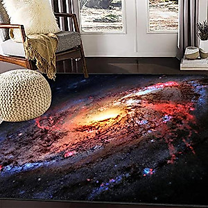 Oueoty Galaxy Space Area Rug 5x7ft/60x84in/152x213cm,Polyester Yoga Mat for Living Dining Dorm Room Bedroom Home Halloween Decor
