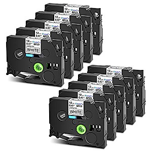 SuperInk 10 Pack Compatible for Brother TZ TZe231 TZe-231 TZ-231 Black on White Laminated Label Tape for PT-D210 PT-H100 PTD400AD PT-P700 PTD600 PT-1230PC P-touch Label Maker 12mm (1/2'')x 8m (26.2ft)