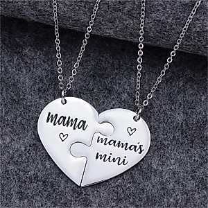 Nanafast 2 PCS Mother Daughter Necklaces Adjustable Stainless Steel Matching Heart Necklace Set Mother’s Day Valentines Gifts for Couples Mom and Daughter - mama