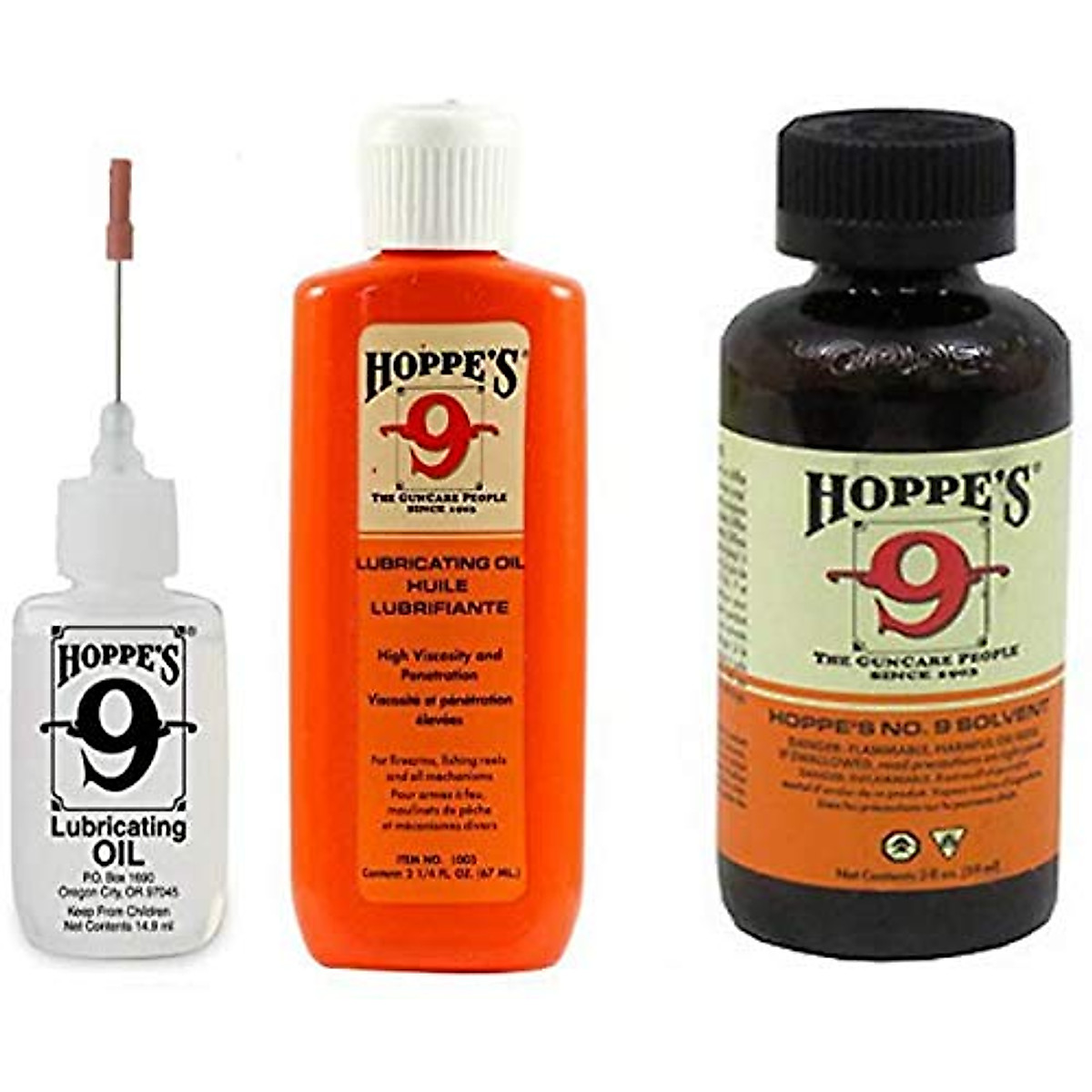 Hoppes 9 Gun Cleaning Kit - Bore Cleaner - Precision Oiler - Lubricating Oil Refill - 40 Patches for .38 9mm .40 .44 & .45 Caliber