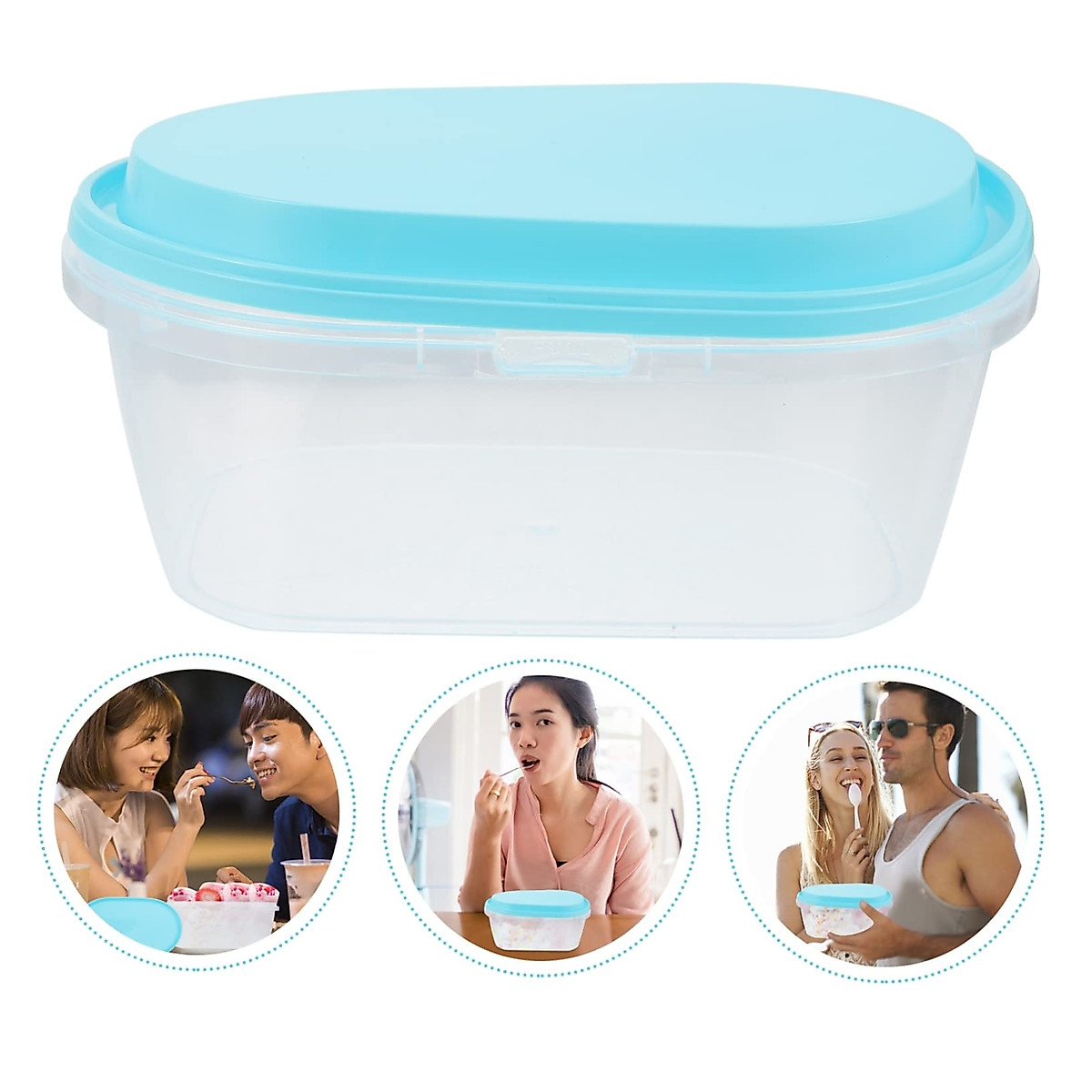 Mikinona 1Set Cake Boxes and Ice Cream Containers Reusable Plastic Ice Cream Tubs for Freezer Storage Ideal for Homemade Ice Cream and Desserts