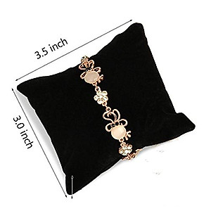 RJ Displays-12 piece pack Black Velvet Jewelry Display Pillow for Bracelet, Watch, Anklet, Bangle, Dangle Earring and Necklace- Size 3.50" x 3.0" inch (12)