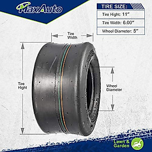 MaxAuto 11x6.00-5 Smooth Lawn & Garden Tire for Zero Turn Mower or Go-Kart,2Pcs