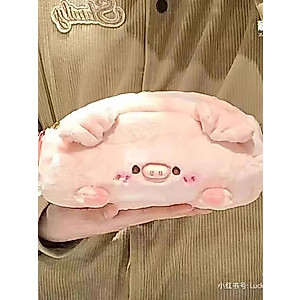 XZR Cute Pen Bag Case Box Stocking Stuffers Cute Creative Plush Animal Cartoon Large Capacity Pig Zipper Organizer Storage Bag Box Nice Gift