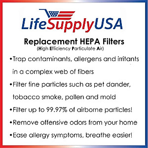 LifeSupplyUSA (3-Pack) True HEPA Air Cleaner Filter Replacement 115115 Compatible with Winix PlasmaWave WAC5300, WAC5500, WAC6300, 5000, 5000b, 5300, 5500, 6300 & 9000, Size 21