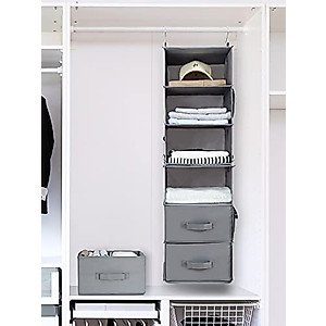 JARLINK 6-Shelf Hanging Closet Organizer, 2 Separable 3-Shelf Hanging Shelves with 3 Drawers, Clothes Organizer and Storage for Bedroom, Wardrobe, Nursery, RV, College Dorm, 12.2'' x 13.6'' x 47.2''