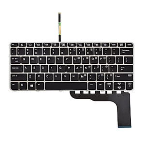 SUNMALL Replacement Keyboard with Backlit No Trackpoint Compatible with HP EliteBook 725 G3 725 G4 820 G3 820 G4 828 G4 with Silver Frame US Layout
