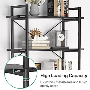 Tribesigns 5 Tier Black Bookshelf, Modern Etagere Bookcase with Metal Frame, Tall Book Shelf Unit for Living Room, Study, Home Office (2, Black)