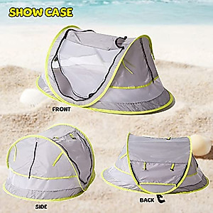 Baby Beach Tent, Waterproof Travel Tent Bed UPF 50+ Foldable Pop-Up Mosquito Net Breathable Parasol Tent Outdoor Portable UV Protection Tents Bed