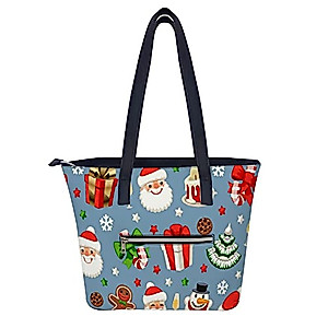Christmas Santa Cookies Women's Tote Bag PU Leather Shoulder Bag Handbags Purse For Work Shopping Travel