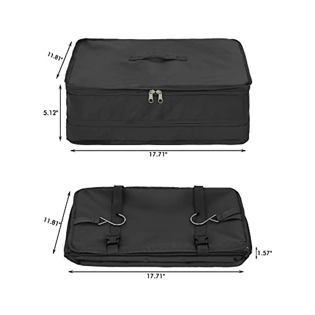 Surblue Hanging Closet Storage Bag Collapsible 3-Shelf Washable Oxford Fabric with 2 Hooks (XL 17.71 * 11.81 * 20in, Black)