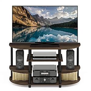 Furinno JAYA Simple Design Corner TV Stand, Columbia Walnut/Black