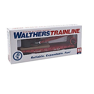 Walthers Trainline HO Scale Model Flatcar with Logging Crane - Canadian Pacific 304860, Red, Black, Multimark Logo