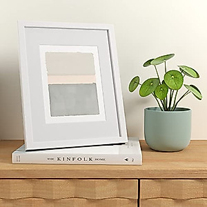 Amazon Basics Photo Picture Frame - 11" x 14" or 8" x 10" with mat, White - Pack of 2