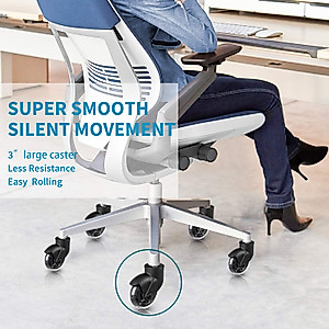 Simple Deluxe Office Chair Wheels (Set of 5) – 3'' Rubber Chair Casters - Safe for Carpet and Hardwood-Work from Home Accessories Chair Mat Replacement - Universal Fit, Black