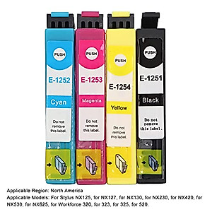 4 Color Ink Cartridge, 4 Color PP Printer Ink Cartridges No Leakage Ink Cartridge Replacement T1251 T1252 T1253 T1254, Desktop Photo Printers