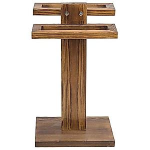 MyGift 2-Tier Bathroom Counter Towel Holder Rack, Burnt Wood Tabletop Bath Hand Towel Stand