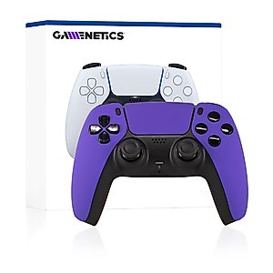 Gamenetics Custom Official Wireless Bluetooth Controller Compatible with PS Console - PC - Un-Modded - Video Gamepad Remote (Soft Touch Purple)