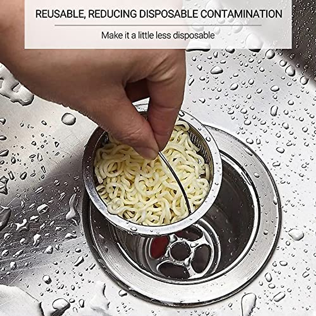 SooGree 2 Pack Sink Drain Strainer,3 inch Diameter with Handle,304 Stainless Steel Kitchen Sink Strainer,Perfect for Kitchen Sinks,Rust Free,Anti Clogging (Long Shape)