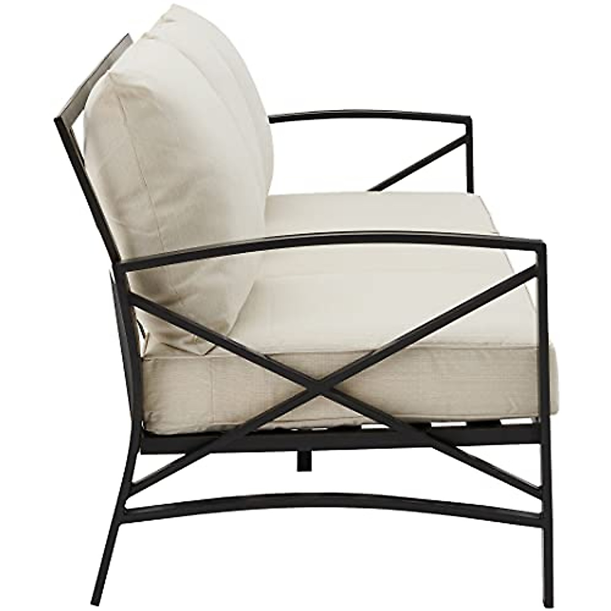 Crosley Furniture KO60027BZ-OL Kaplan Outdoor Metal Sofa, Oiled Bronze with Oatmeal Cushions