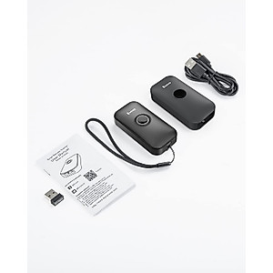Eyoyo Mini 1D Bluetooth Barcode Scanner with Case, 3-in-1 Bluetooth & USB Wired & 2.4G Wireless Barcode Reader Portable Bar Code Scanning Work with Windows, Android, iOS, Tablets or Computers(Black)