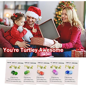 Mini Pocket Hug Turtle, You're Turtley Awesome Inspirational Gift with Card, Thank You Note Cards Greeting Card Mini Sea Turtle Figure Pocket Hug Gift for Friends and Family,Cards and Card Stock (Mix)