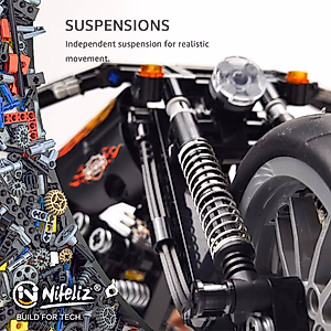 Nifeliz Knuckle Chopper Motorcycle Building Kit (451 Pieces)