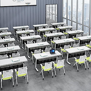 3 pcs Flip Top Mobile Training Table with Management & Lockable Wheels, Foldable Meeting Table for Conference Rooms,Training Rooms,Media Centers (Color : A, Size : 120 * 50 * 75cm)