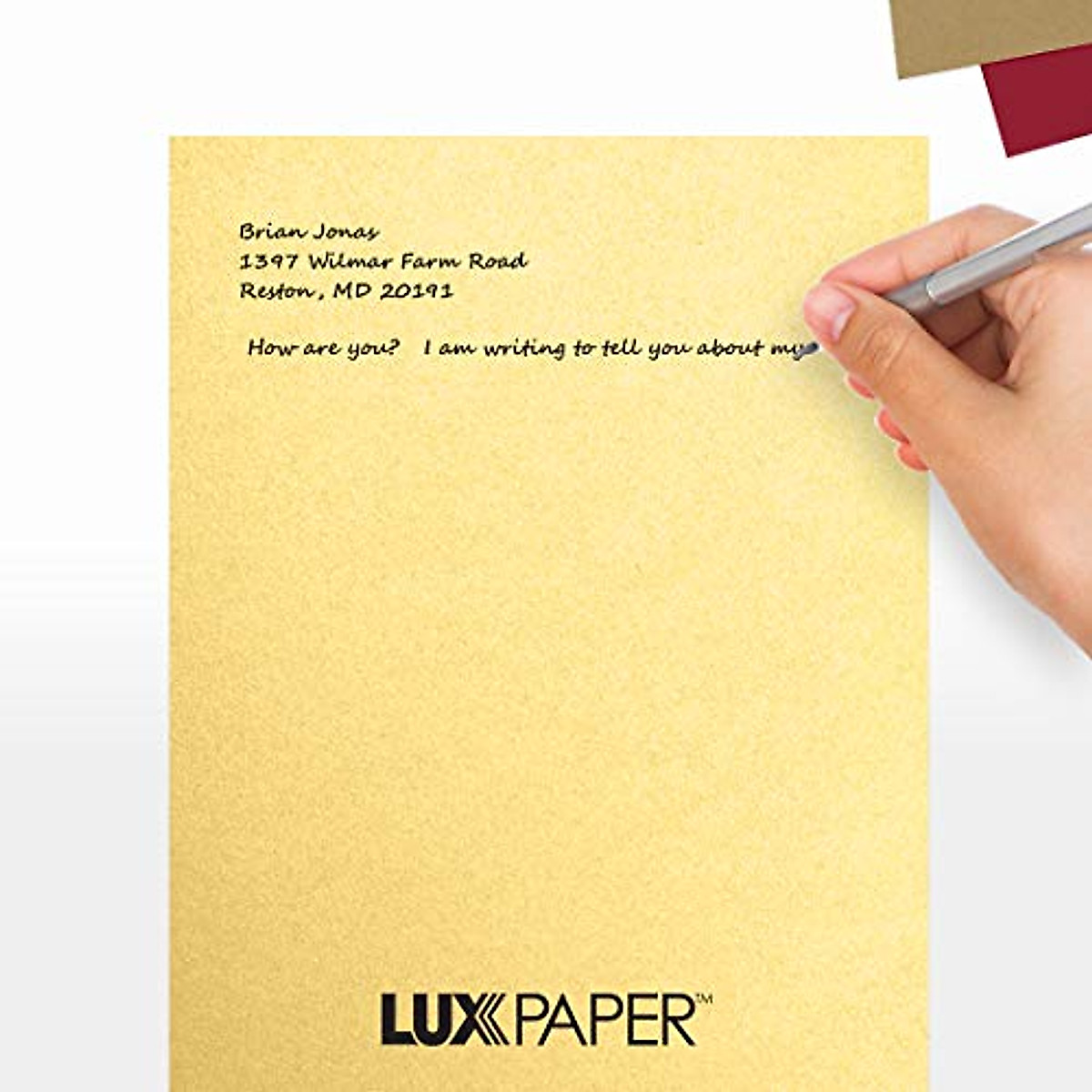 LUXPaper 8.5” x 11” Paper for Crafts and Printing in 80lb. Gold Metallic, Scrapbook and Office Supplies, 50 Pack (Gold)